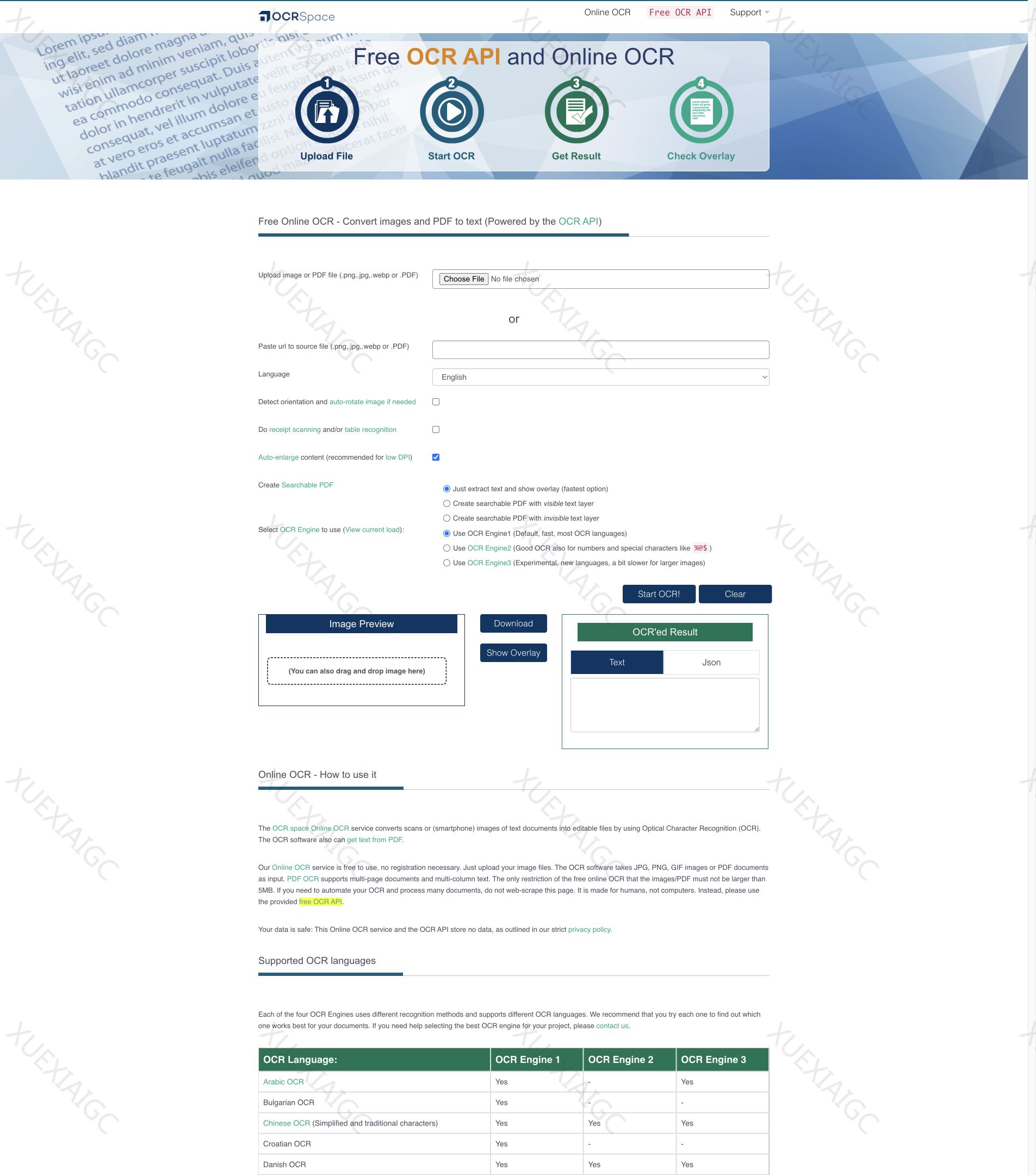 OCR Space-免费OCR识别 | 学习AIGC